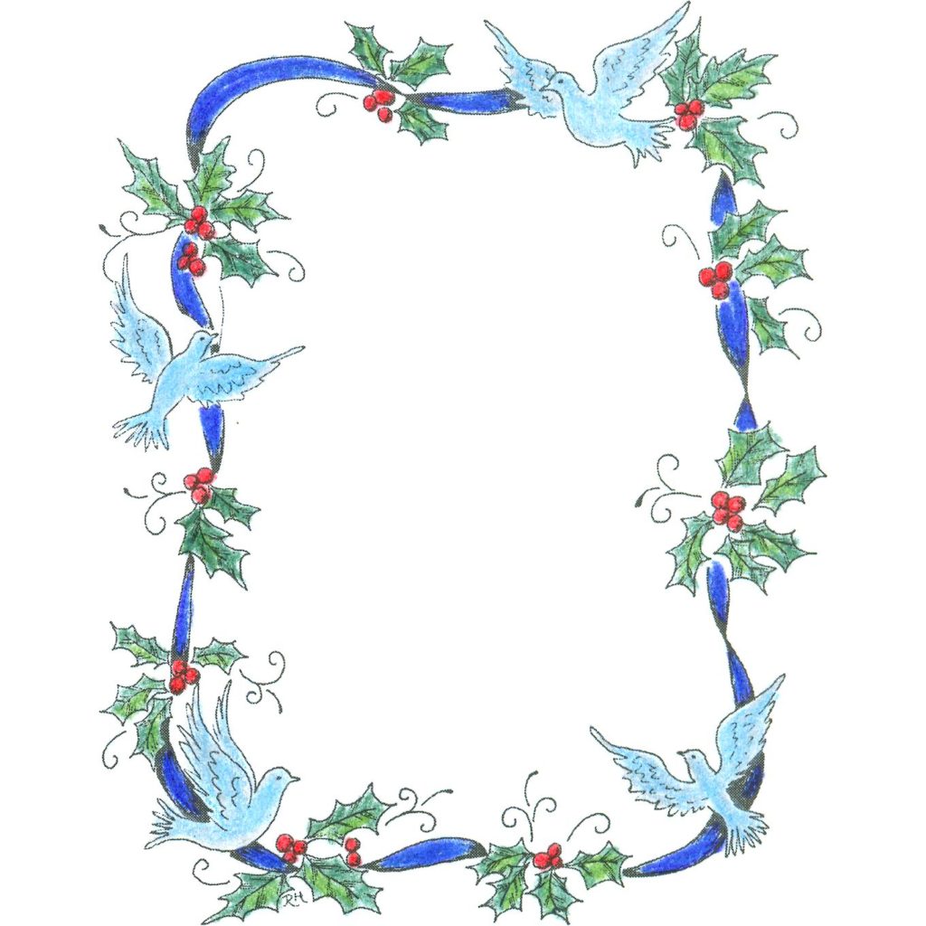 687AC Christmas Dove Border | Purple Daisy Design | Purple Daisy Design