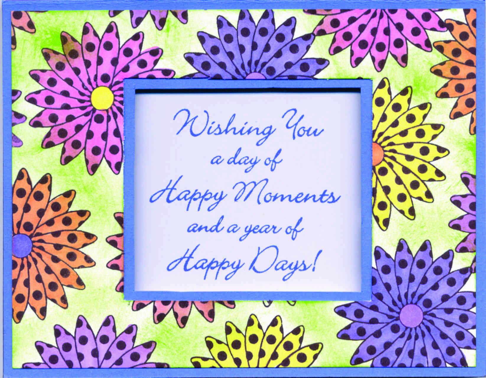 A373 dot flower happy moments card | Purple Daisy Design | Purple Daisy ...